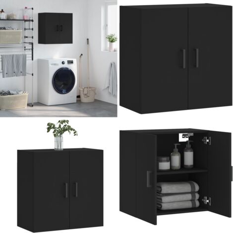 Armoire murale noir 60x31x60 cm bois d'ingénierie - Armoire Murale ...