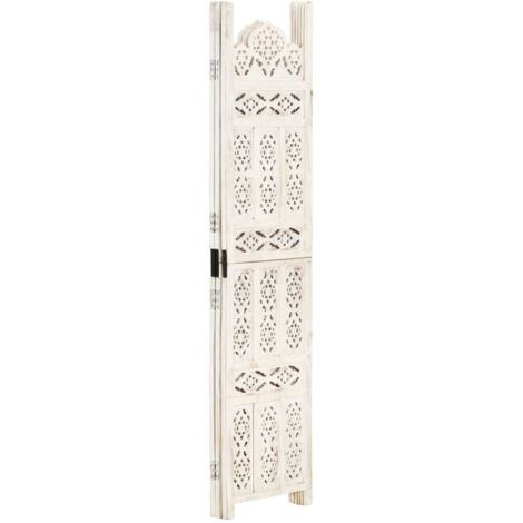 Cloison de séparation 3 panneaux Blanc 120x165 cm Bois manguier ...