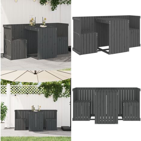 Set de balcon 2 places gris bois de pin massif - Salon De Jardin ...