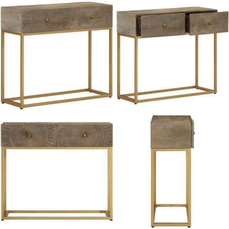 Table console 90x30x76 cm bois massif de manguier et fer - Table Basse ...