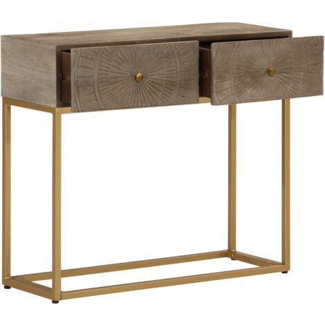 Table console 90x30x76 cm bois massif de manguier et fer - Table Basse ...