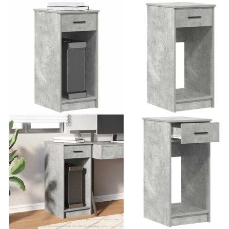 vidaXL Support de tour d'ordinateur et tiroir gris béton 35x45x77 cm