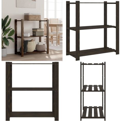 Support de rangement à 3 niveaux noir 80x38x90 cm bois pin - Etagere ...