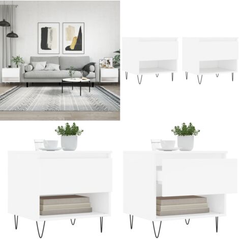 Tables basses 2 pcs blanc 50x46x50 cm bois d'ingénierie - Table Basse ...
