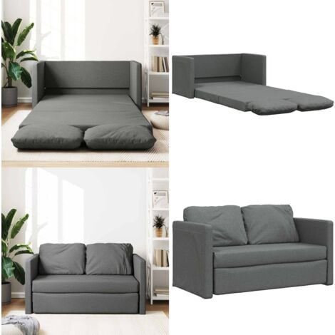 Canapé-lit 2 en 1 gris foncé 112x174x55 cm tissu - Canapé Lit - Canapé ...