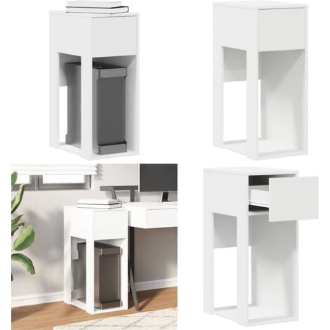 vidaXL Support de tour d'ordinateur avec tiroir blanc 30x44x74 cm