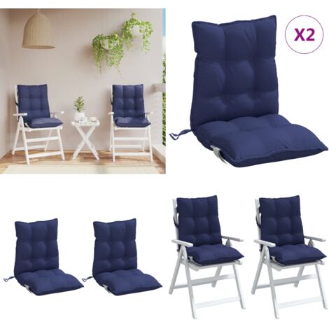 Coussins de chaise à dossier bas lot de 2 bleu marine - Coussin De ...