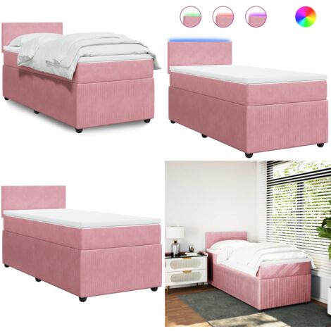 Sommier à lattes de lit et matelas Rose 80x200 cm Velours - Lit Double ...