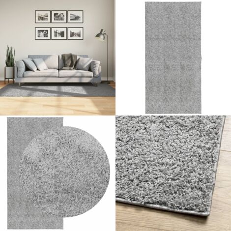 Tapis shaggy PAMPLONA poils longs moderne gris 100x200 cm - Tapis Shag - Tapis Long Poil - Tapis ...
