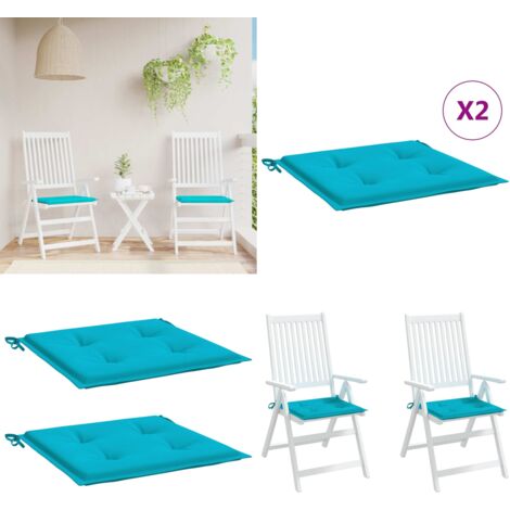 Coussins de chaise de jardin lot de 2 turquoise 40x40x3cm tissu ...