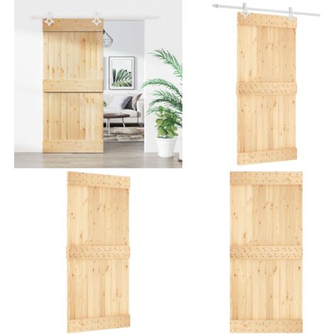 Porte coulissante et kit de quincaillerie 95x210 cm pin massif - Portes ...