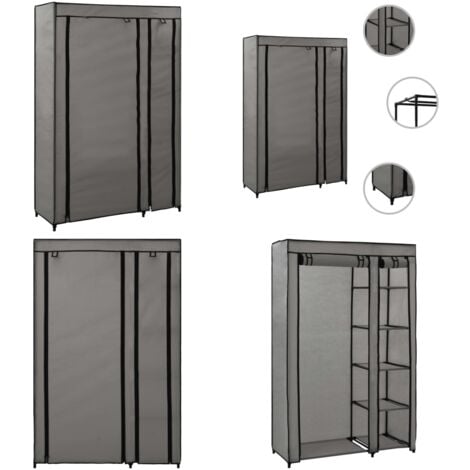 Garde-robe pliable Gris 110x45x175 cm Tissu - Armoire Pliante - Meuble ...