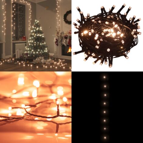 Guirlande lumineuse Noel 600 LED 60m blanc chaud IP44 pour grand sapin ...