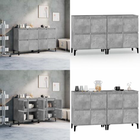 Buffets 2 pcs gris béton 60x35x70 cm bois d'ingénierie - Buffet ...