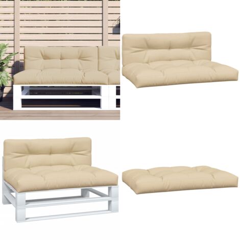 Coussins de palette lot de 2 beige tissu - Coussins De Terrasse ...