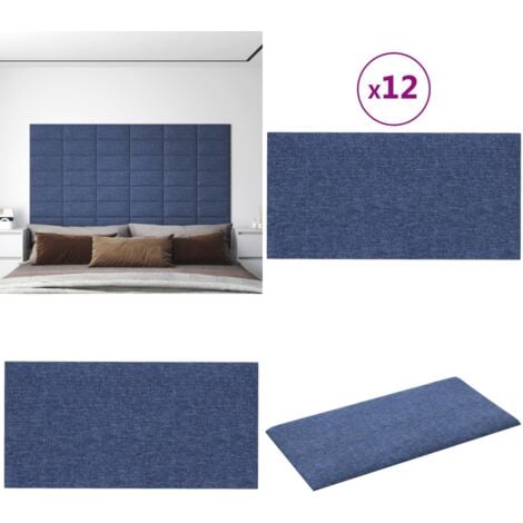 Panneaux muraux 12 pcs Bleu 30x15 cm Tissu 0,54 m² - Panneau Mural ...