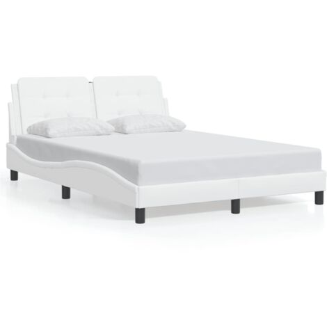 Cadre de lit 140x200 cm en similicuir blanc au design moderne ...