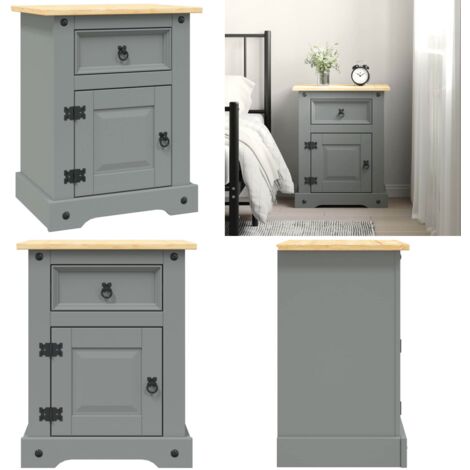 Table de chevet Gamme Corona pin mexicain Gris 53x39x67 cm - Table De ...