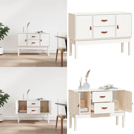 Buffet Blanc 110x40x78 cm Bois massif de pin - Buffet Blanc - Meuble Rangement - Armoire Cuisine ...