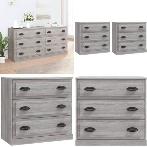 Buffets 2 pcs sonoma gris bois d'ingénierie - Buffet Classique - Meuble ...