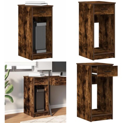vidaXL Support de tour d'ordinateur et tiroir chêne fumé 35x45x77 cm