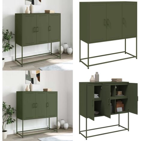 Buffet haut vert olive 100,5x39x107 cm acier - Buffet Design Industriel ...