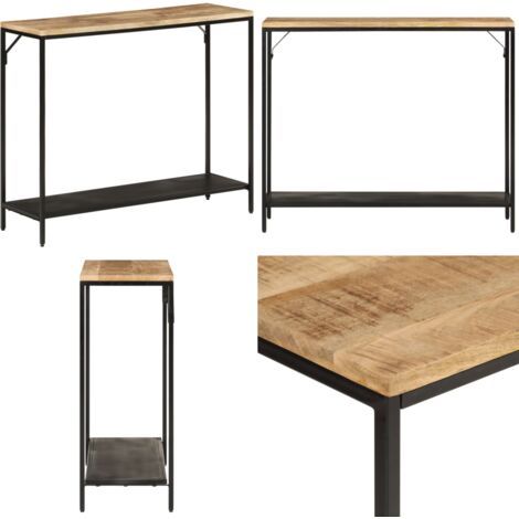 Table console 90x30x75 cm bois de manguier massif brut et fer - Table ...