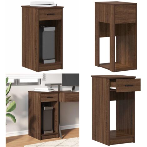 vidaXL Support de tour d'ordinateur et tiroir chêne marron 35x45x77 cm