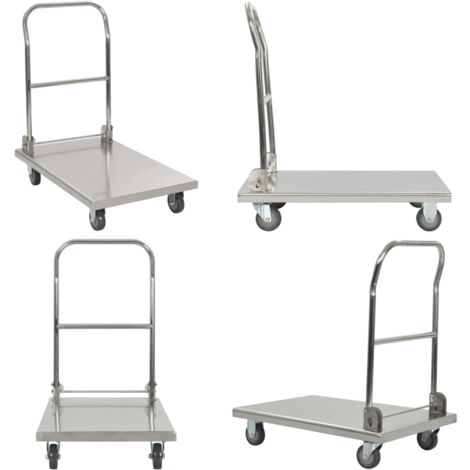 Chariot à plateforme Argenté 82x53x86 cm Acier inoxydable - Chariots De ...