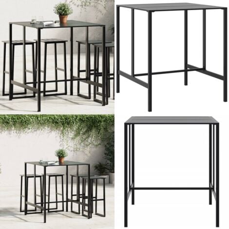 Table de bar noir 100x100x110 cm acier enduit de poudre - Table De Bar ...