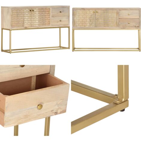 buffet doré 120x30x75 cm bois de manguier massif - Buffet Doré - Buffet ...