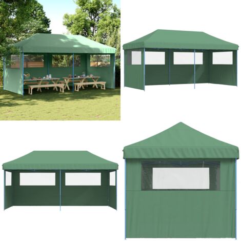Tente de réception pliable escamotable 3 parois latérales vert - Tente ...