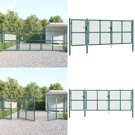 Portal de jardin maille vert 400x175 cm acier galvanisé - Portail De ...