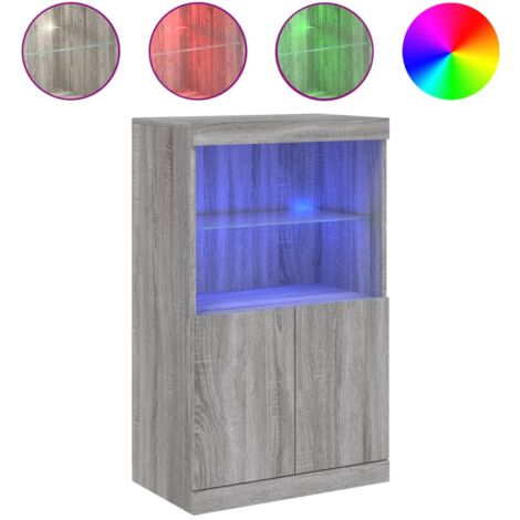Buffet avec lumières LED sonoma gris 60,5x37x100 cm - Buffet Design ...