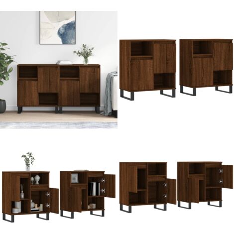 Buffets 2 pcs chêne marron bois d'ingénierie - Buffet Classique ...