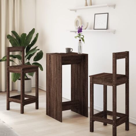 Table de bar étroite pour petit espace cuisine finition chêne marron ...