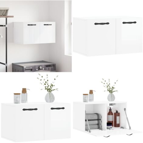 Armoire murale Blanc brillant 60x36,5x35 cm Bois d'ingénierie - Armoire ...