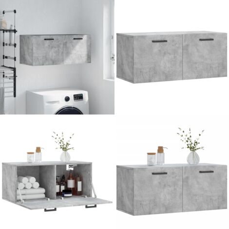 Armoire murale gris béton 80x36,5x35 cm bois d'ingénierie - Armoire ...
