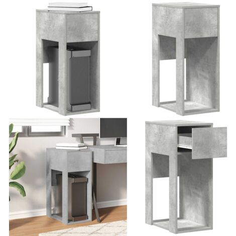 vidaXL Support de tour d'ordinateur et tiroir gris béton 30x44x74 cm