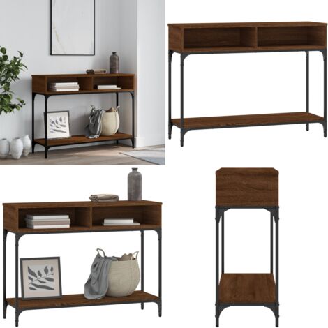 Table console chêne marron 100x30,5x75 cm bois d'ingénierie - Table ...
