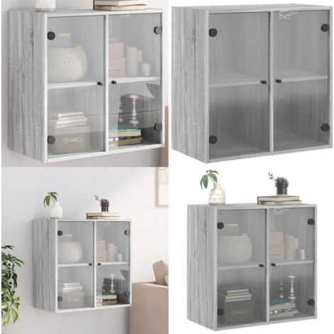Armoire murale avec portes en verre sonoma gris 68x37x68,5 cm - Armoire ...