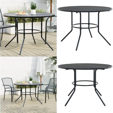 Table de patio ronde anthracite acier enduit de poudre - Table De ...