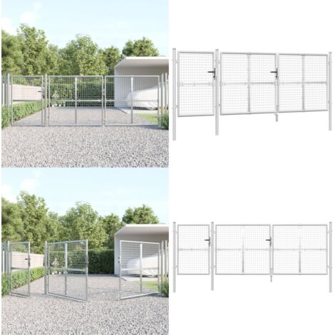 Portal de jardin maille argenté 400x175 cm acier galvanisé - Portail De ...