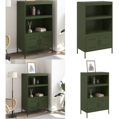 Buffet haut vert olive 68x39x113 cm acier - Buffet Design Industriel ...