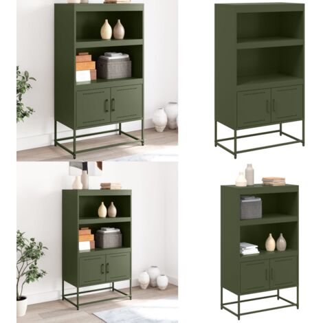 Buffet haut vert olive 68,5x38,5x123,5 cm acier - Buffet - Meuble De ...