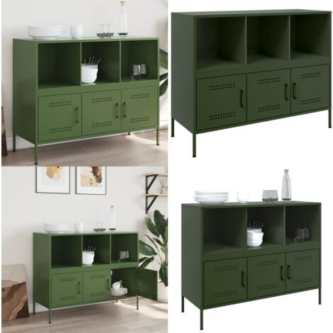 Buffet vert olive 100,5x39x79 cm acier - Buffet Industriel - Meuble ...