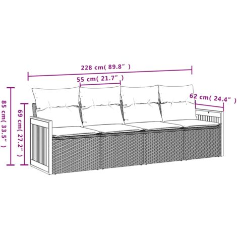 Salon de jardin en résine tressée beige avec coussins confort 4 pièces ...