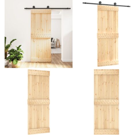 Porte coulissante et kit de quincaillerie 80x210 cm pin massif - Portes ...