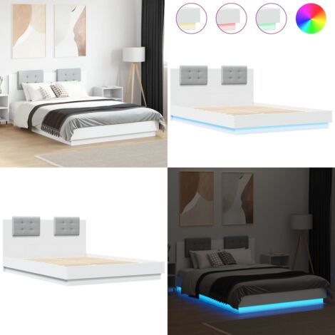 Cadre de lit avec LED sans matelas blanc 140x200 cm - Lit Double ...