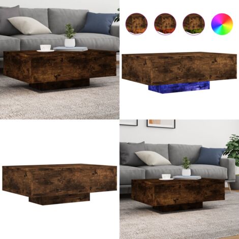 Table basse design avec éclairage LED intégré bois chêne fumé ...